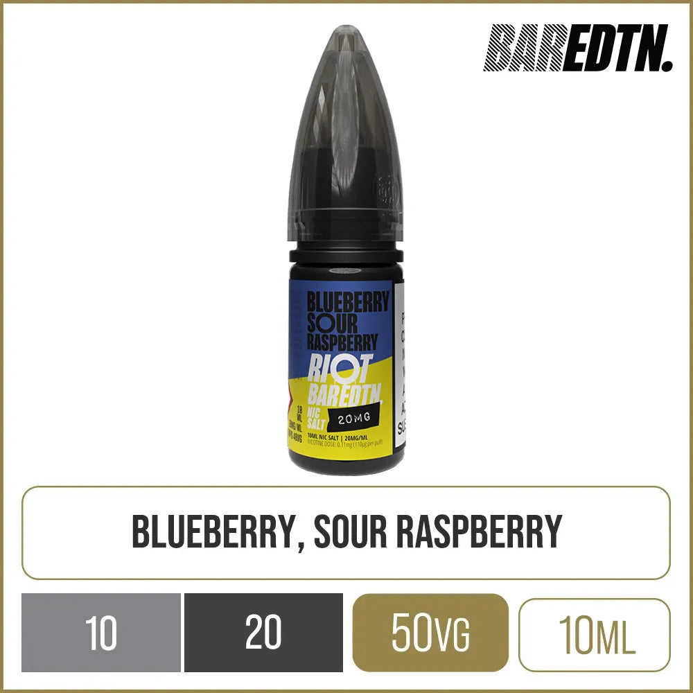 Riot Bar EDTN Blueberry Sour Raspberry E-Liquids | 3 For £10