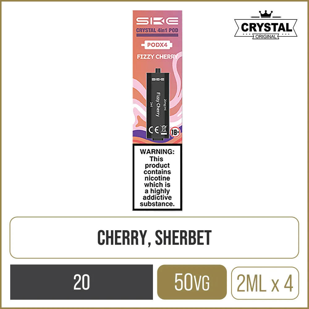 Fizzy Cherry SKE Crystal 4in1 Pod Four Pack | 2 For £15