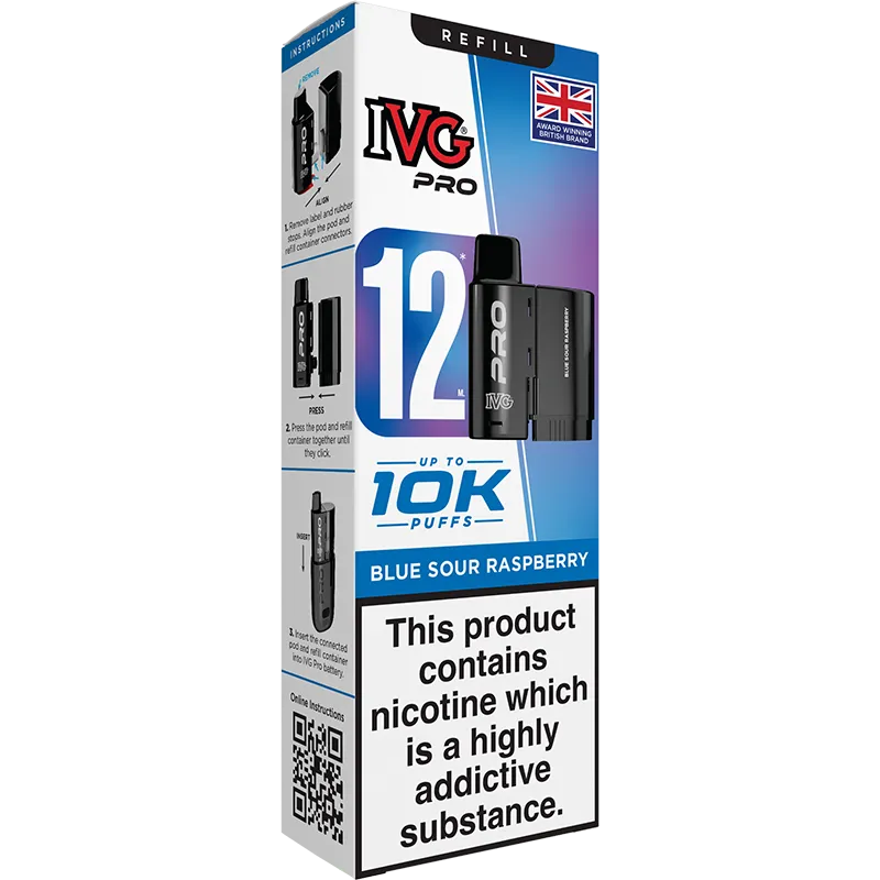 Buy Blue Sour Raspberry IVG Pro 12 Pods - Free Delivery