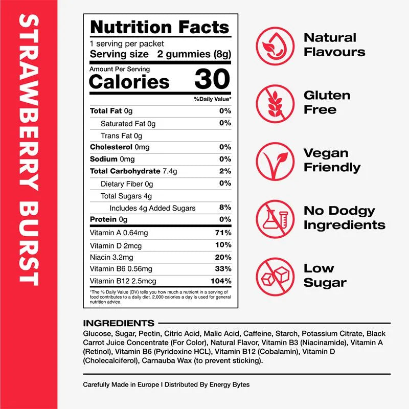 Buy Strawberry Burst Bytes Caffeine Gummies | Free Delivery