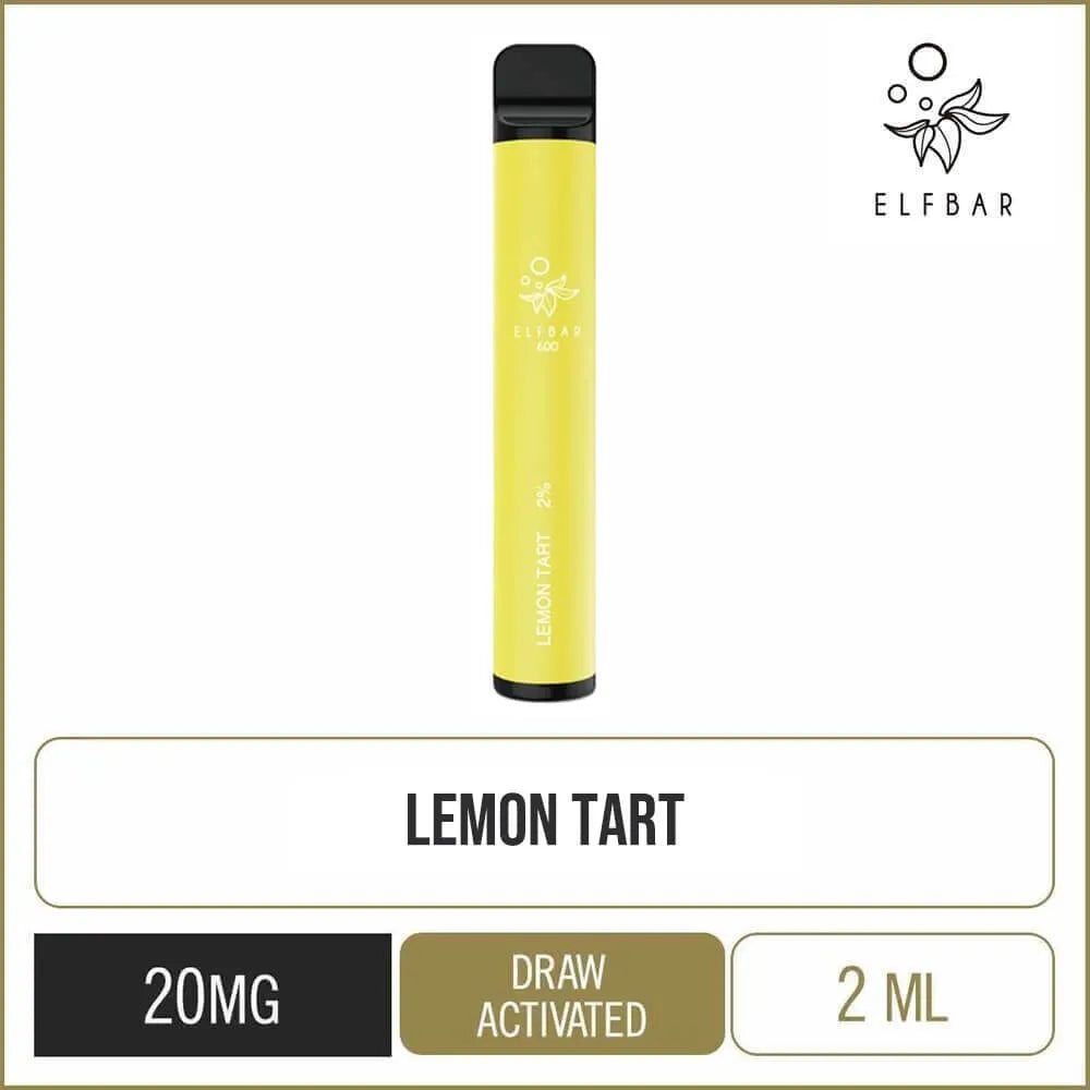 Buy Elf Bar 600 Lemon Tart Disposable Vapes 3 For £12